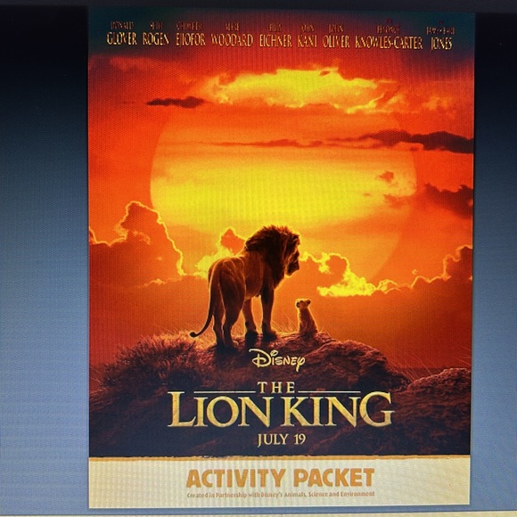 Disney | Toys | Disneys Lion King Activity Packet 1 Pages | Poshmark